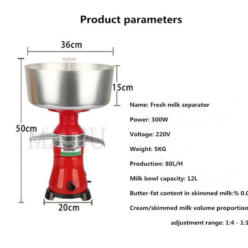 Cream Separator: 80L/H Electric Milk Cream Separator Commercial ...
