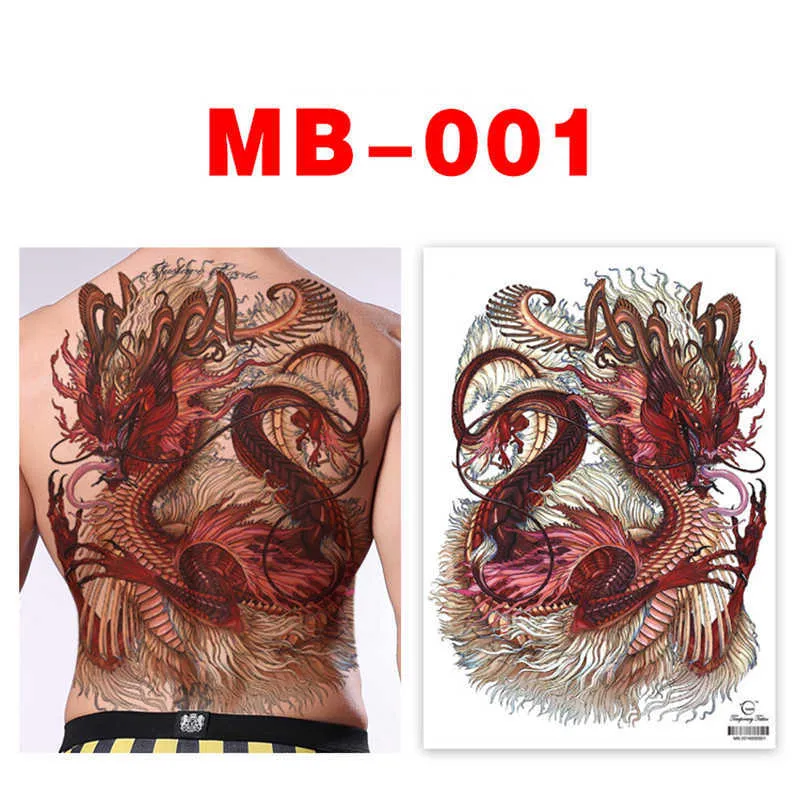 Large Temporary Tattoos For Men & Women Full Back Body Art Stickers ...