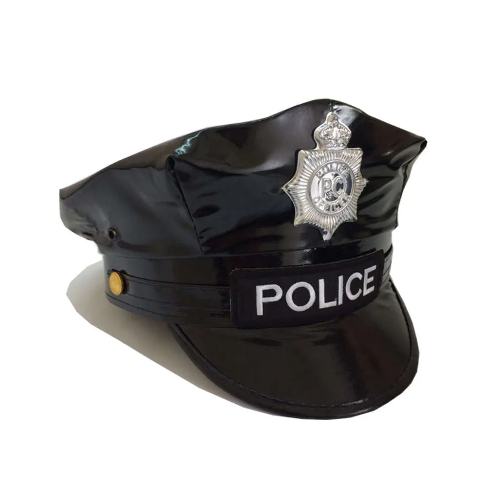 Premium Leather Octagonal Cap - Cosplay, Police Costume Hat, Adult ...