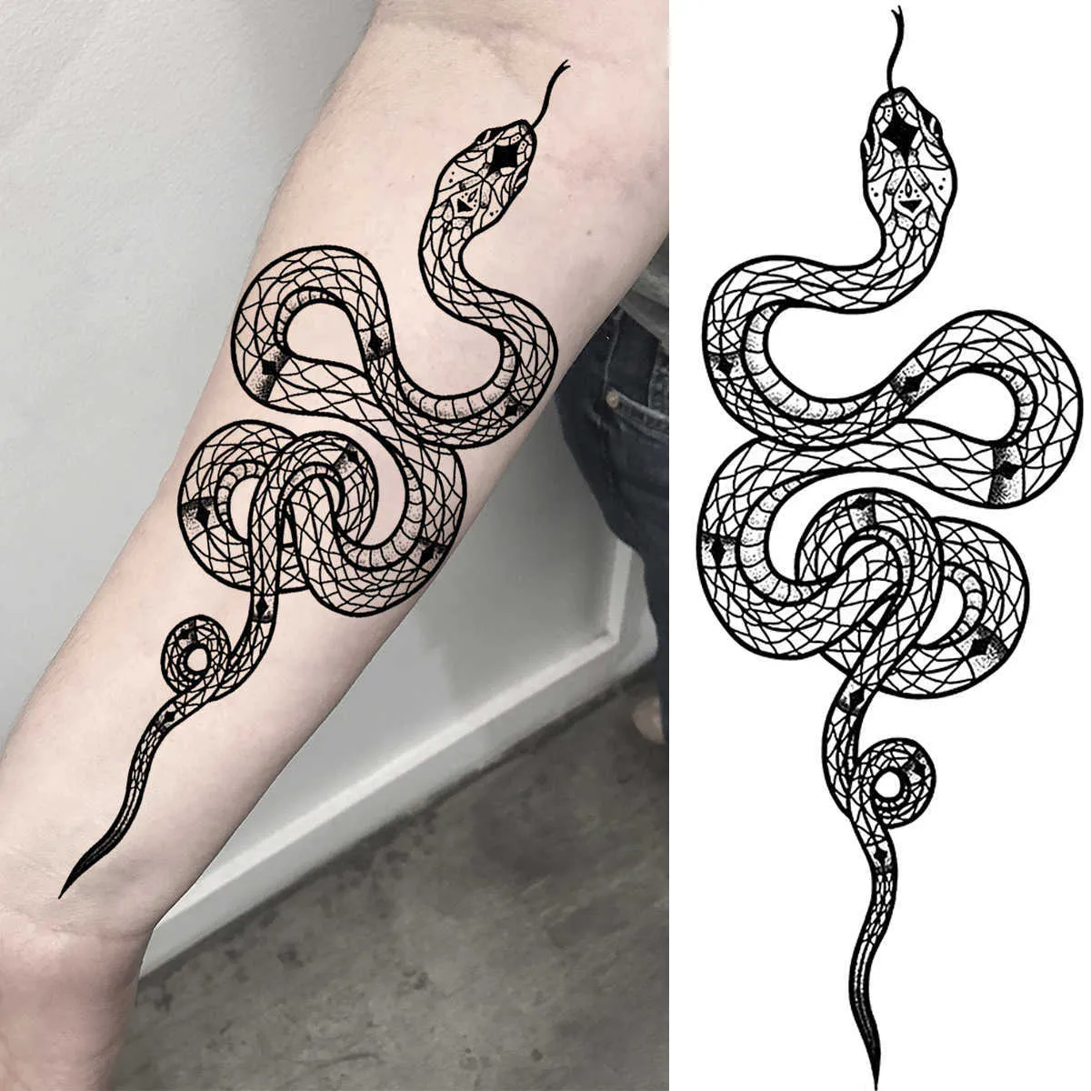 Magic Death Eaters Dark Mark Temporary Tattoos Realistic Mamba Snake ...