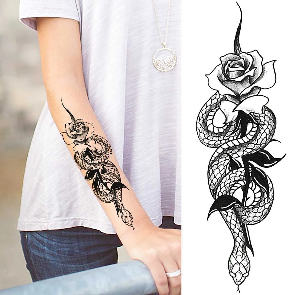 Magic Death Eaters Dark Mark Temporary Tattoos Realistic Mamba Snake ...