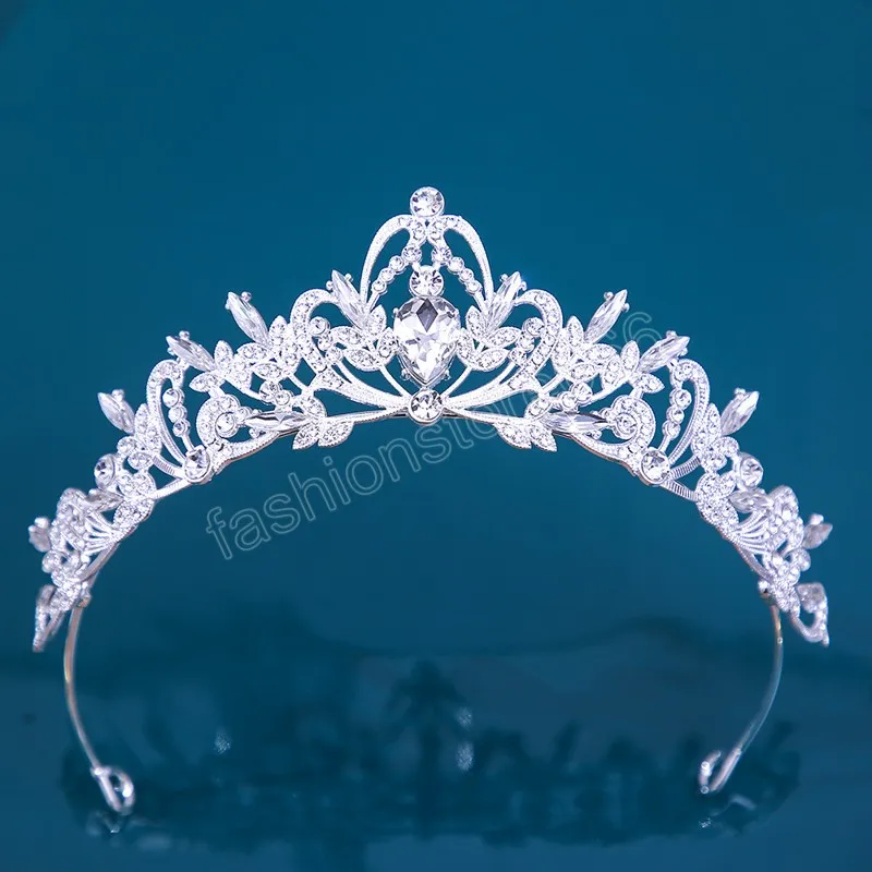 Elegant Crystal Bridal Crown Tiara - Silver Korean Style, Green & Blue ...