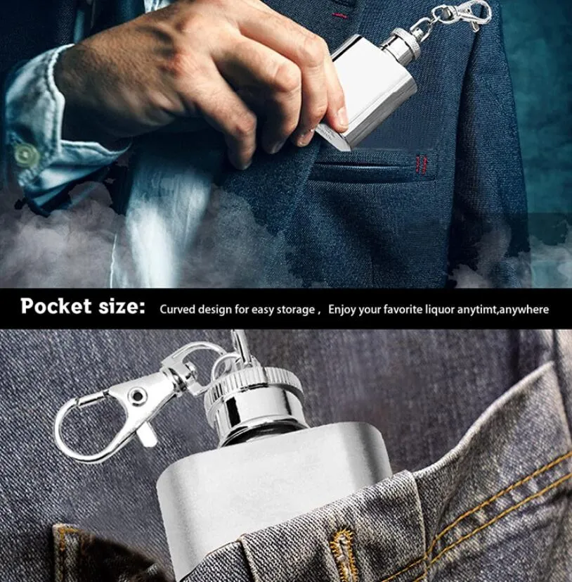 Mini Liquor Flask - 1oz Portable Stainless Steel Alcohol Bottle, Pocket ...