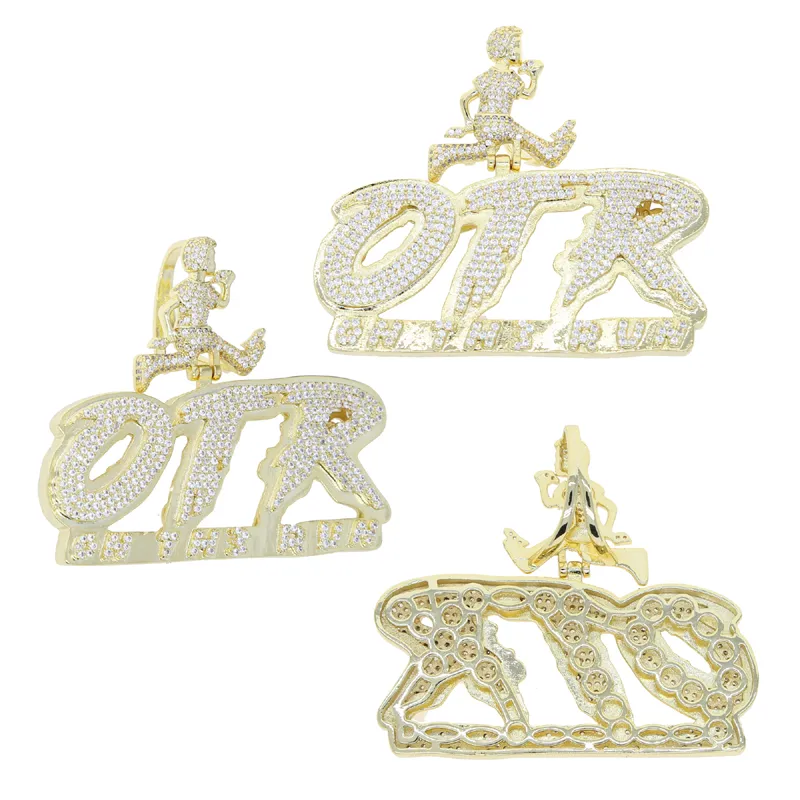 One The Run OTR Letter Charm Pendant gold necklace...