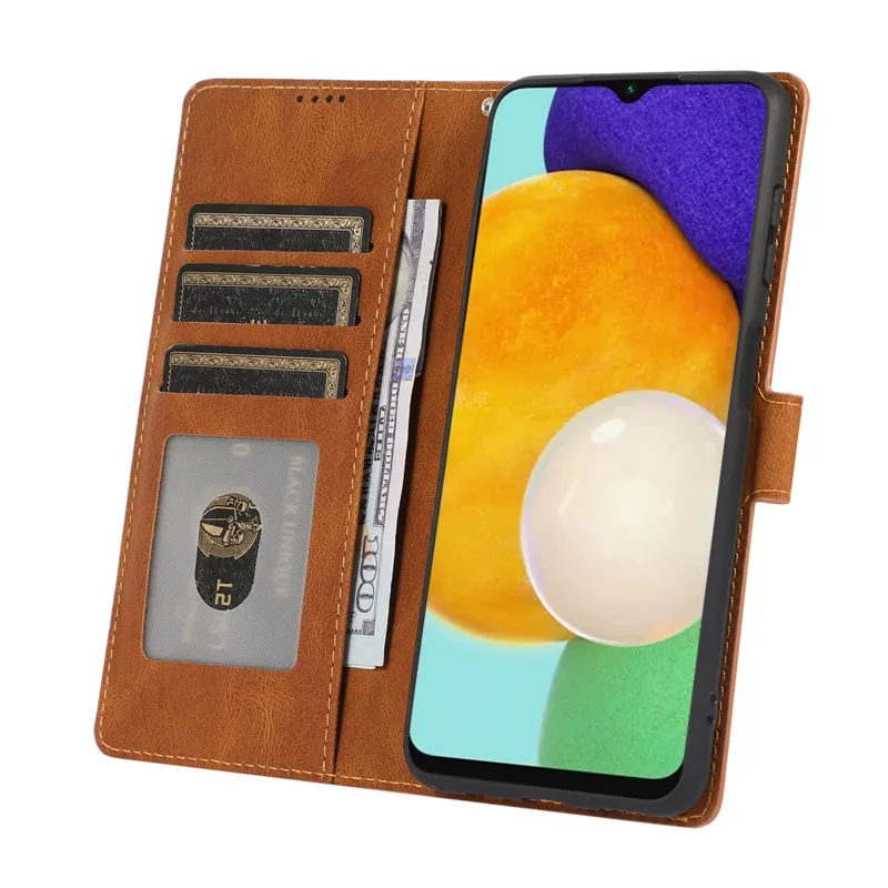Vintage Leather Wallet Case With Magnetic Flip Holder For Samsung ...