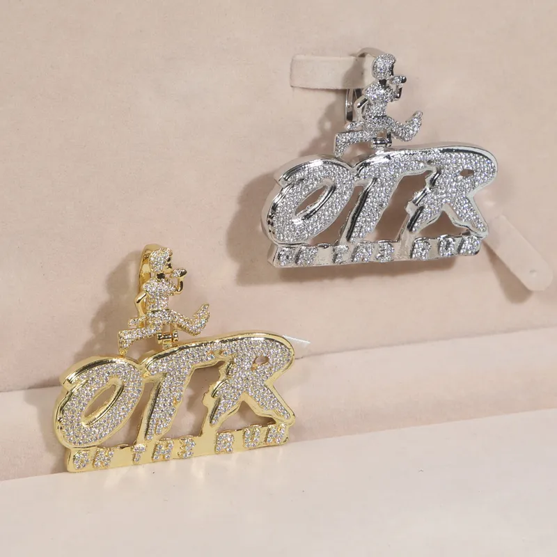 One The Run OTR Letter Charm Pendant gold necklace...
