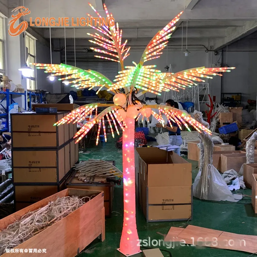 Outdoor Rainproof 2.5M LED Artificial Coconut Tree Light Christmas Lamp ...