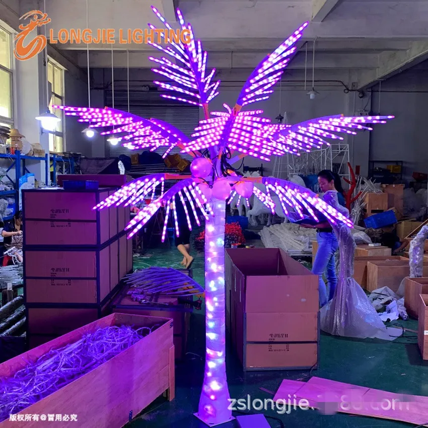 Outdoor Rainproof 2.5M LED Artificial Coconut Tree Light Christmas Lamp ...