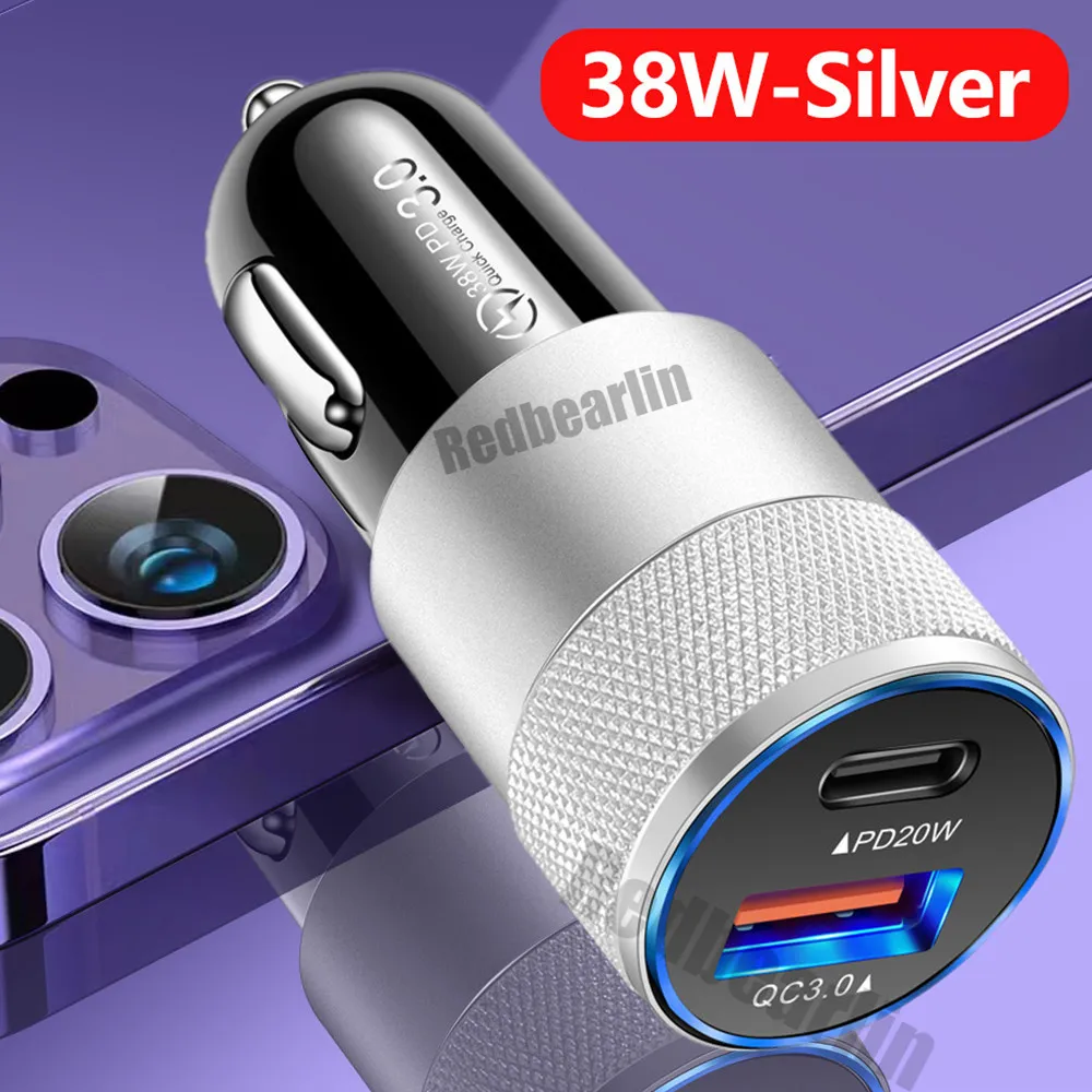 Fast Car Charger USB C: 38W Dual Port Type C Auto Adapter For IPhone ...