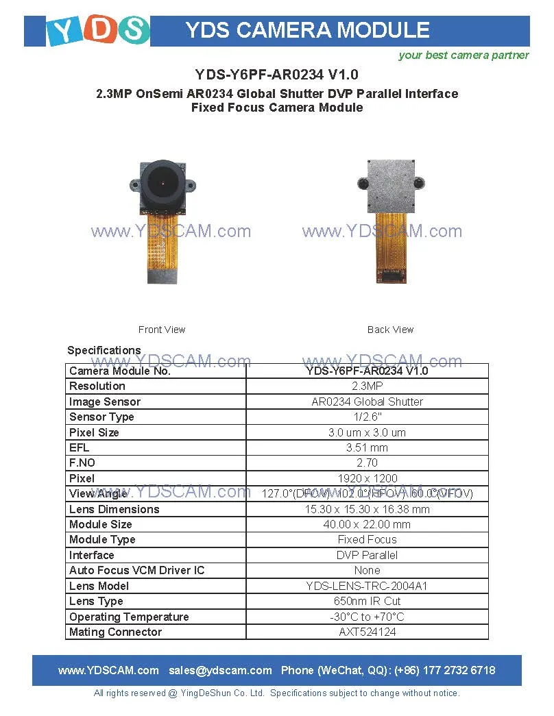 Advanced Facial Recognition Camera Module - 2.3MP AR0234 Global Shutter ...