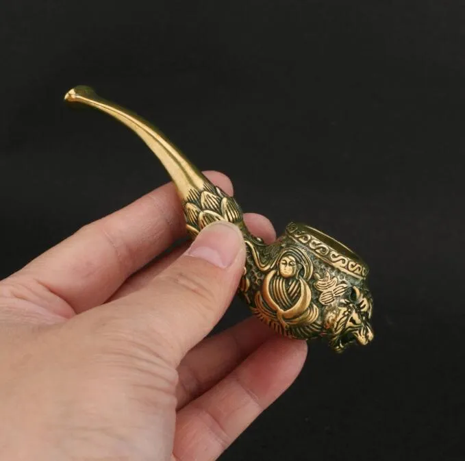 Tiger Head Bronze Copper Smoking Pipe Metal Tool Tobacco Cigarette Hand ...