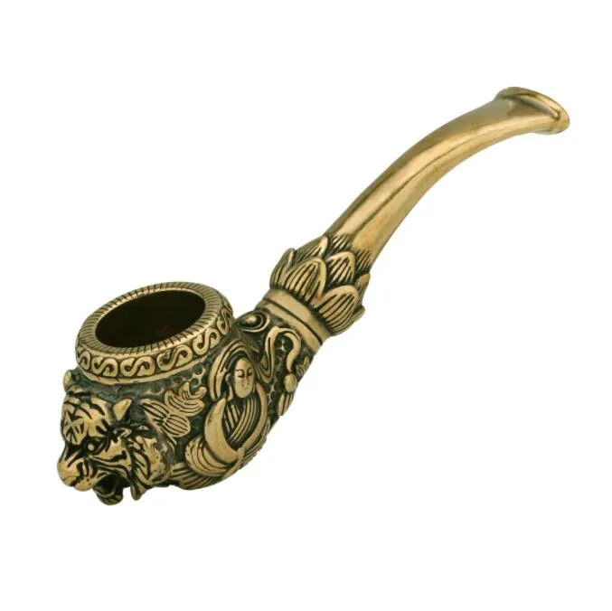 Tiger Head Bronze Copper Smoking Pipe Metal Tool Tobacco Cigarette Hand ...