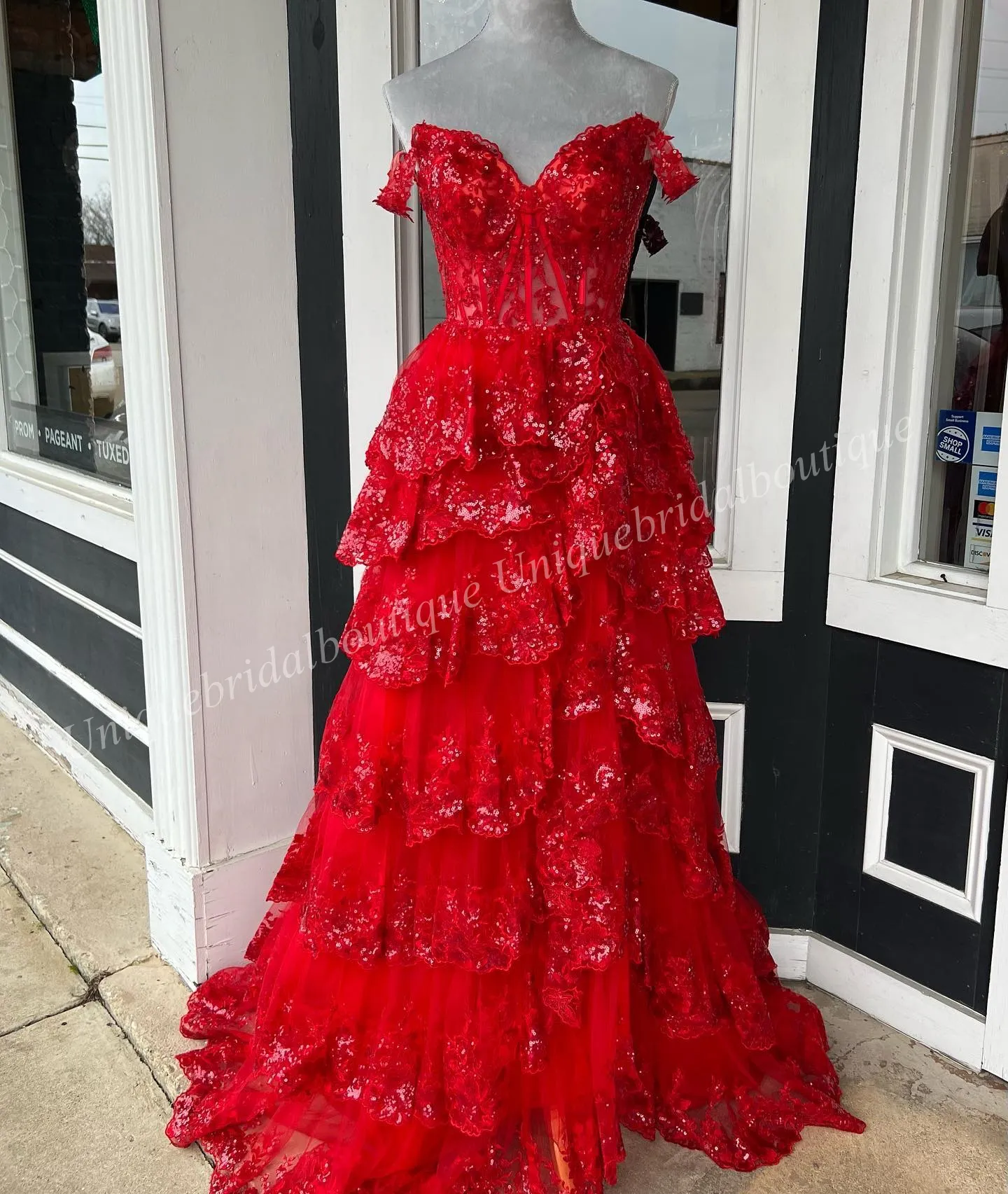 Sparkly Tulle Prom Dress: Ruffle High Slit Corset Evening Gown Pageant ...