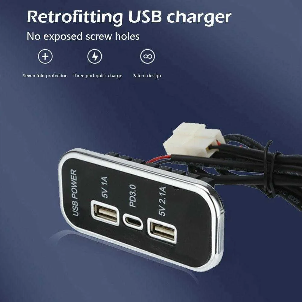 2024 Car Charger Socket, 3 Ports PD Type C 2.1A 1A USB, 12V 24V For ...