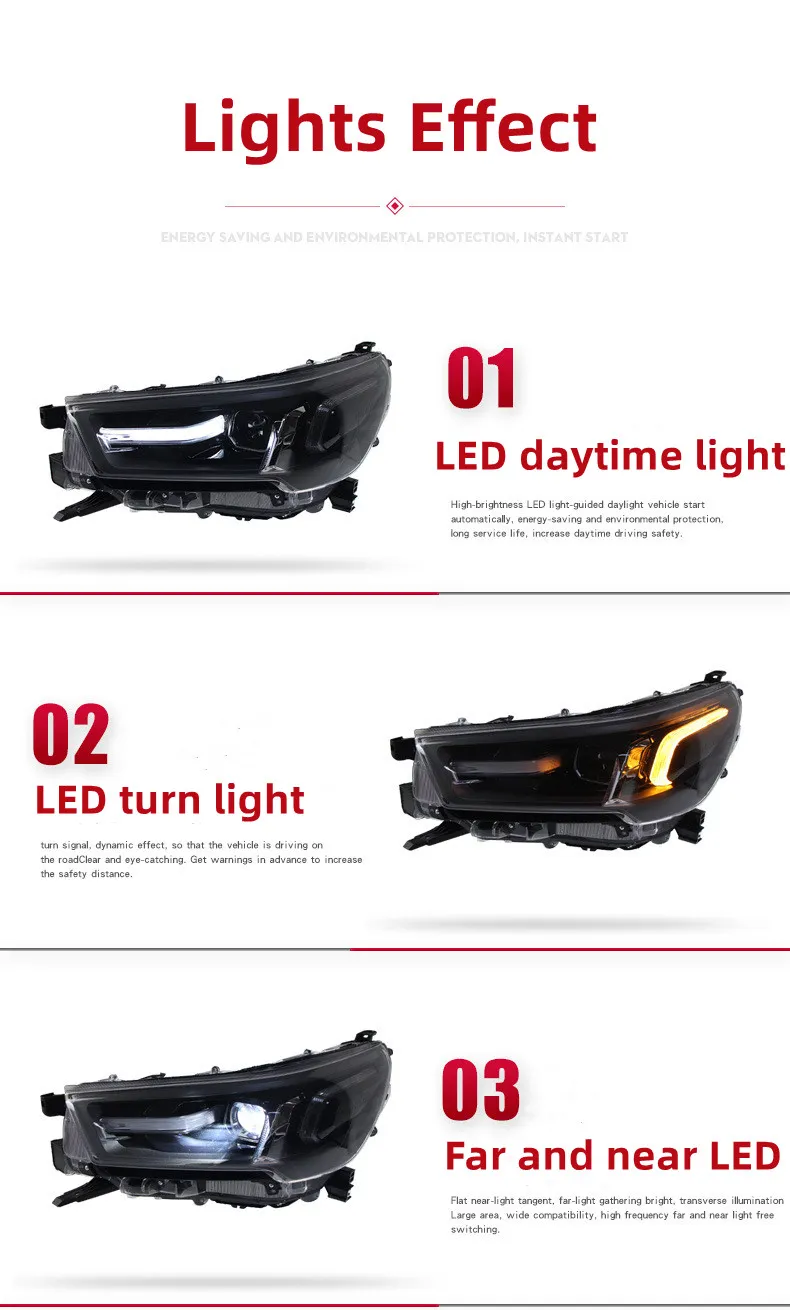Toyota Hilux Revo 2021 2024 LED Headlights DRL Front Lamps Turn Signal ...