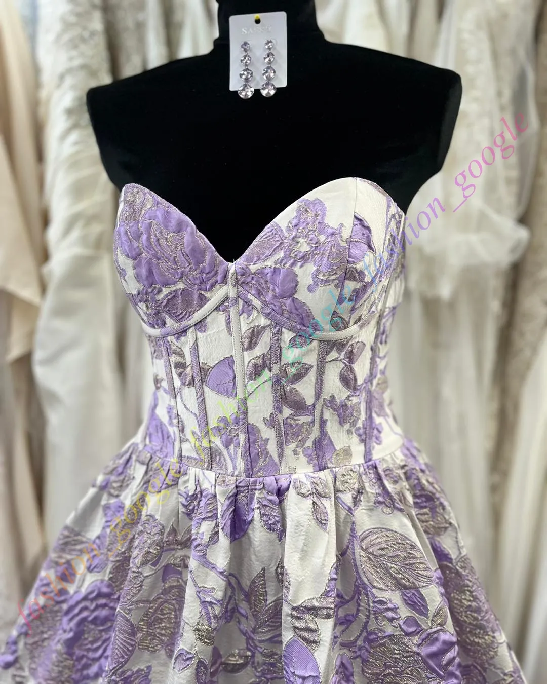 Floral Brocade Prom Queen Blue Prom Dress With Corset And Metallic ...