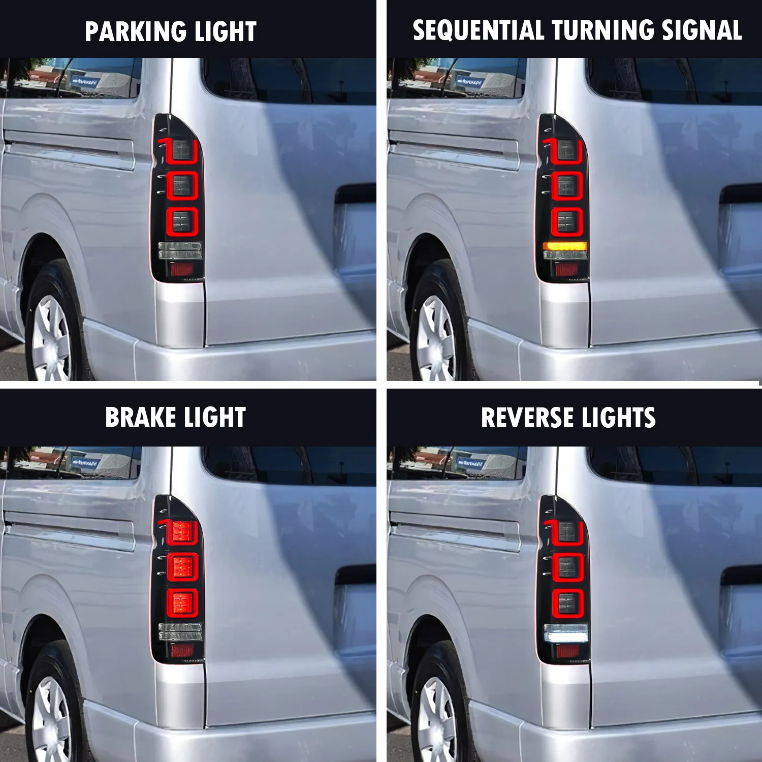 Car Tail Light Assembly For Toyota Hiace 2005 2018 LED Brake, Signal ...