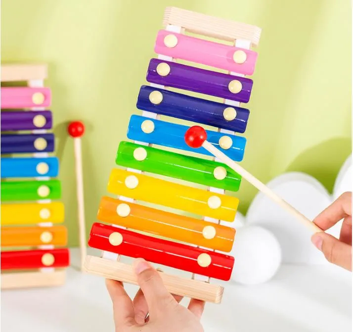 Toy Musical Keyboard: Wooden Xylophone Piano Early Learning Musical ...