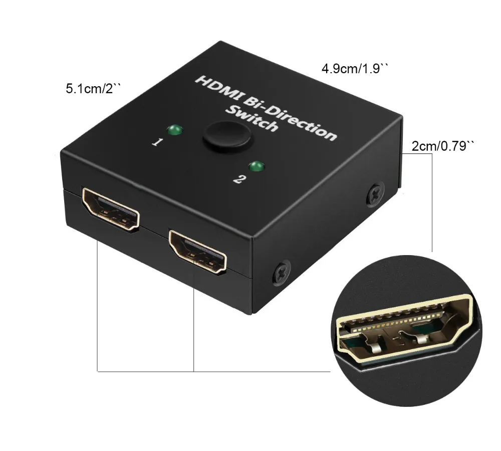 HDMI Audio Video Splitter Bi Directional 2.0 HDMI Switch 1x2/2x1, 4K HDMI Adapter Converter For ...