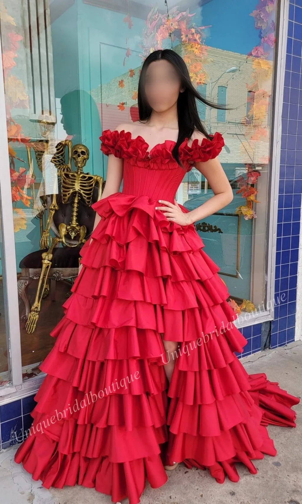 Ruffle Taffeta Prom Dress 2k24 Off Shoulder Fuchsia Lady Preteen ...
