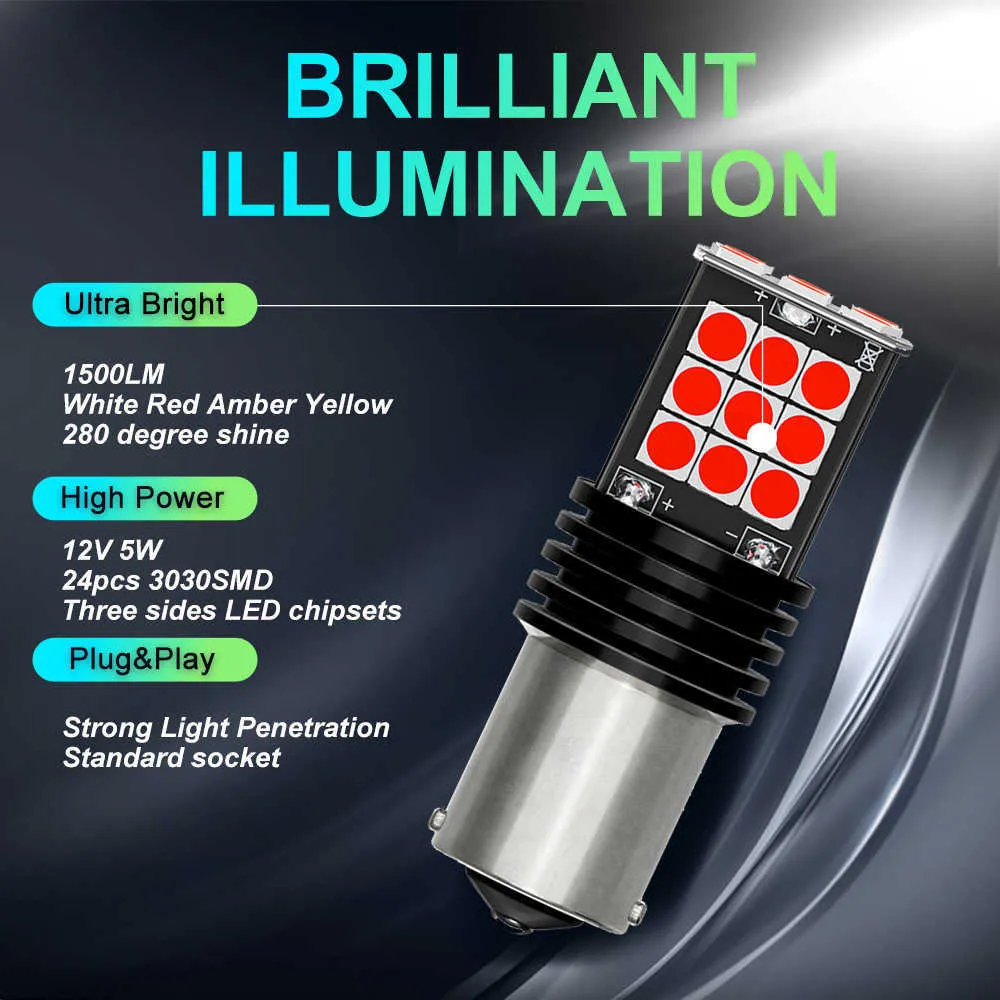 Bright Amber LED Turn Signal Bulbs - 1156 BA15S P21W, 1157 BAY15D P21 ...