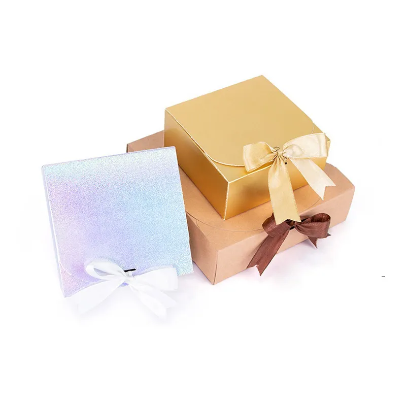 Gold And Silver Laser Kraft Carton Foldable Gift Box With Black And ...