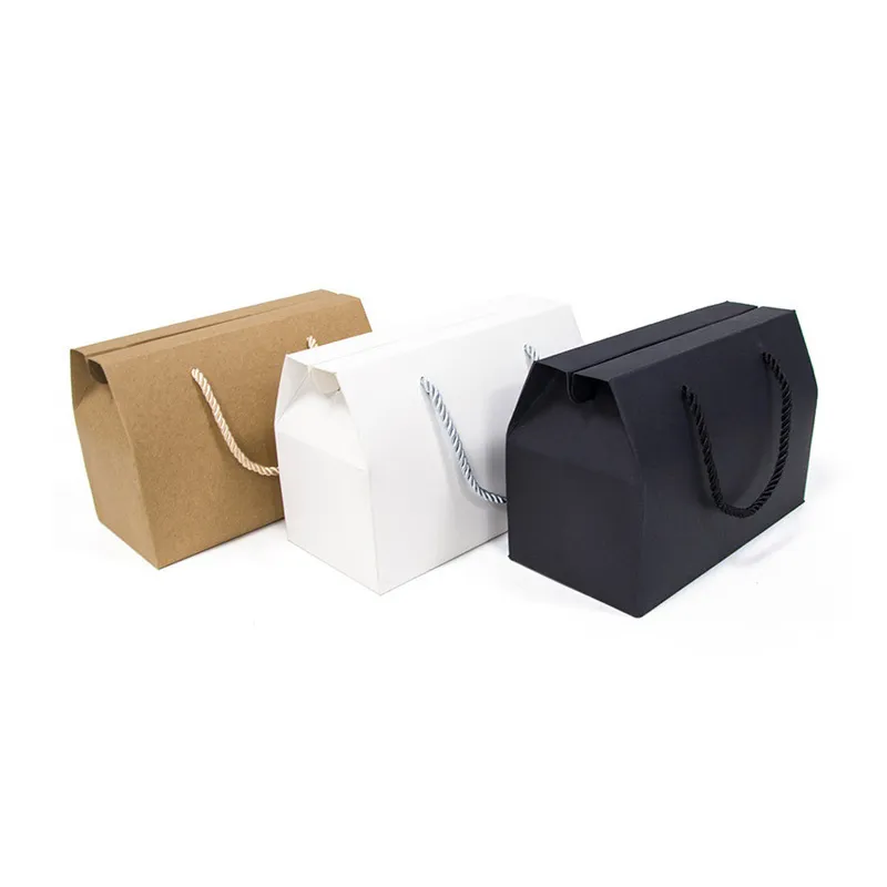 Snowflake Crispy Cake Box Kraft Paper Gift Box With Handle For ...