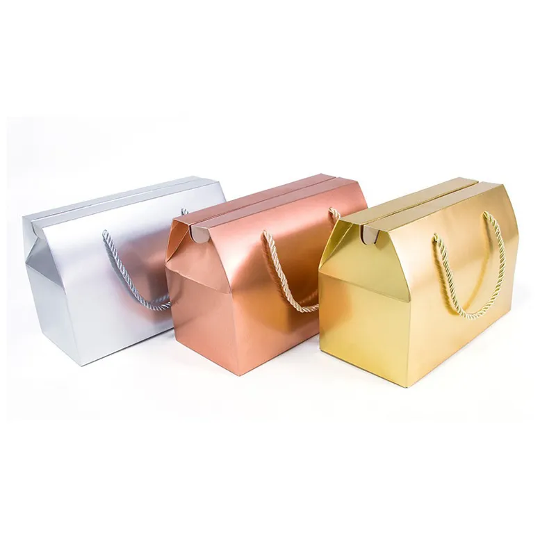 Snowflake Crispy Cake Box Kraft Paper Gift Box With Handle For ...