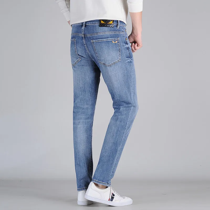 Men's Jeans Spring Summer Thin Denim Slim Fit European American High ...