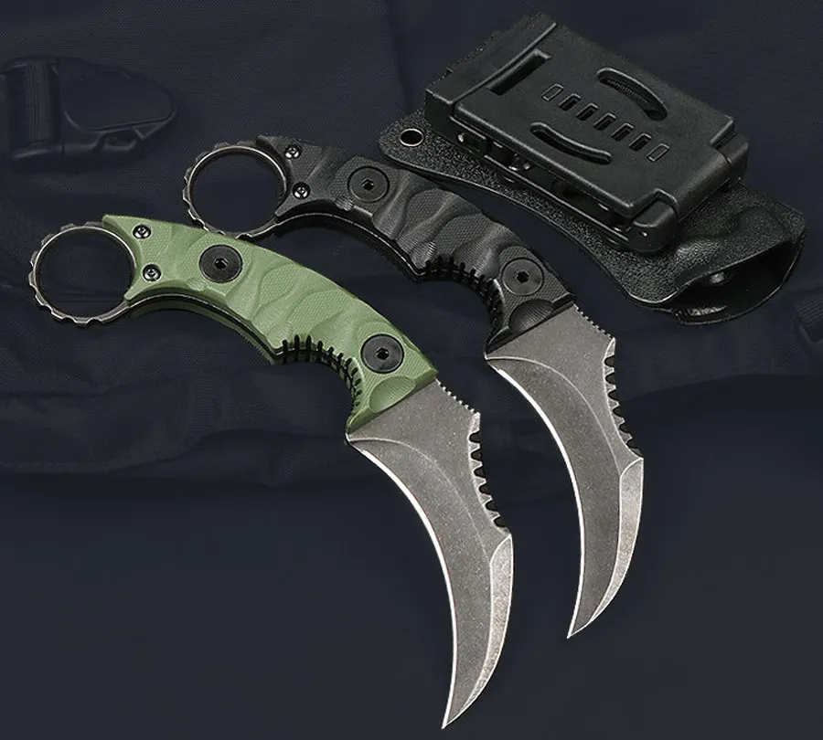 MM7673 Karambit Claw Knife D2 Stone Wash Blade Full Tang G10 Handle ...