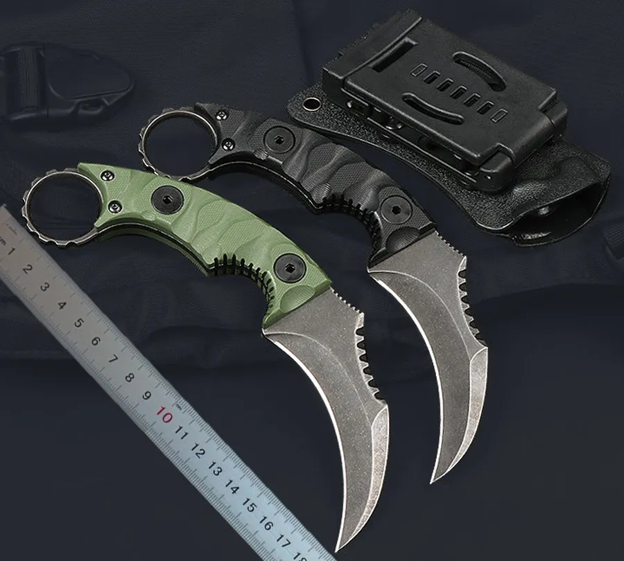 D2 Steel Karambit Claw Knife - Stone Washed, Full Tang, G10 Handle ...