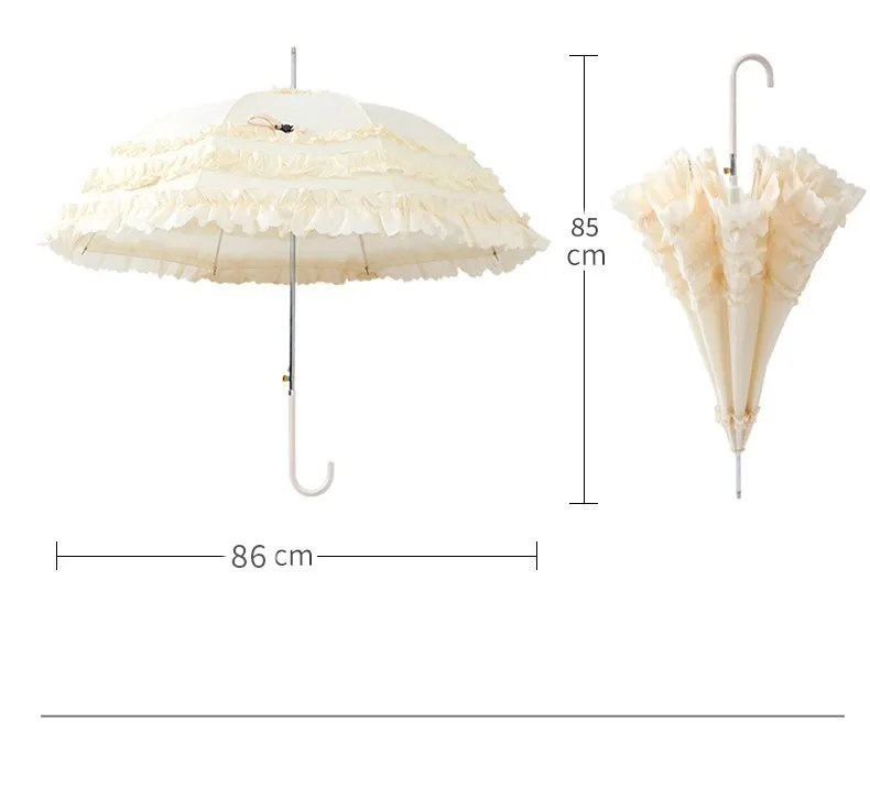 Retro Lace Ruffle Stick Lace Umbrella For Women Perfect For Cosplay ...