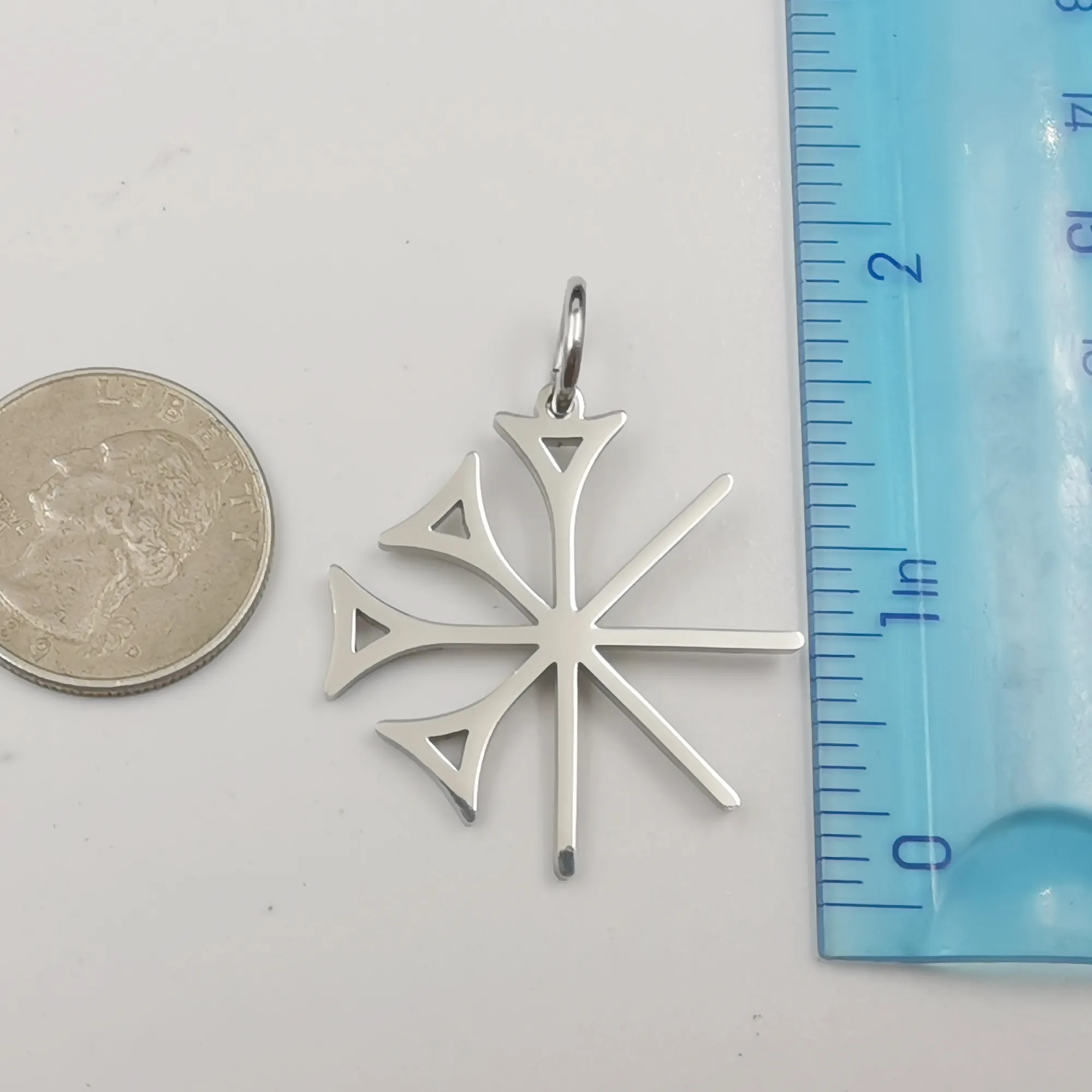 Men's Greek Alphabet cross pendant necklace - 1.5" Tall Silver Sumerian ...