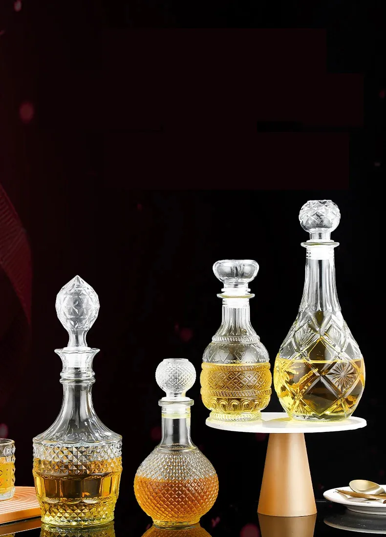Hip Flasks 250ml Crystal Glass Decanter Sealed Whiskey, Vodka, Beer ...