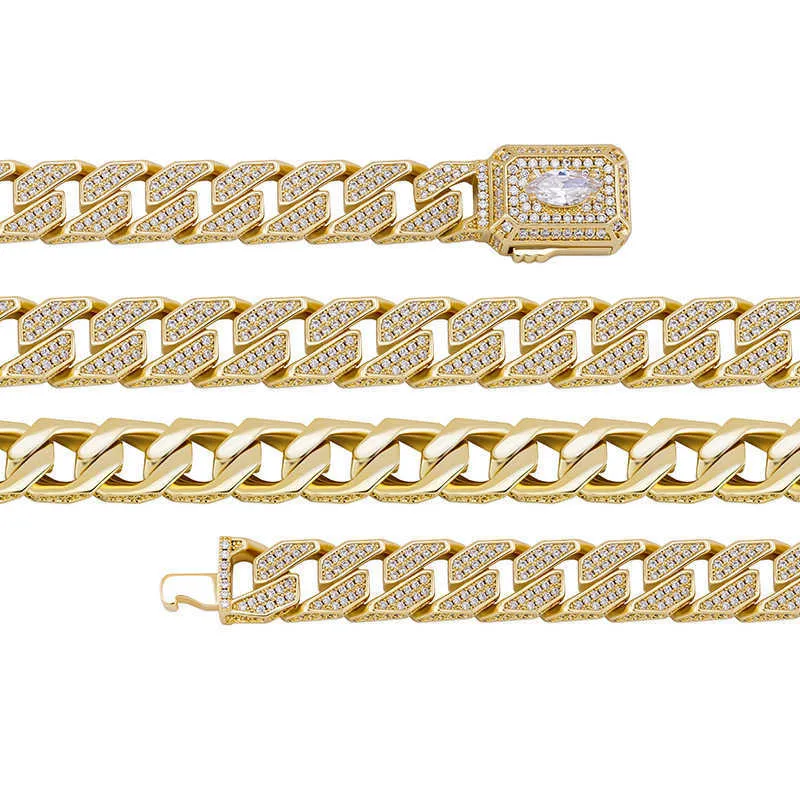 Miami Cuban Link Gold Chains Style Bracelet, Iced Out Cubic Zirconia ...