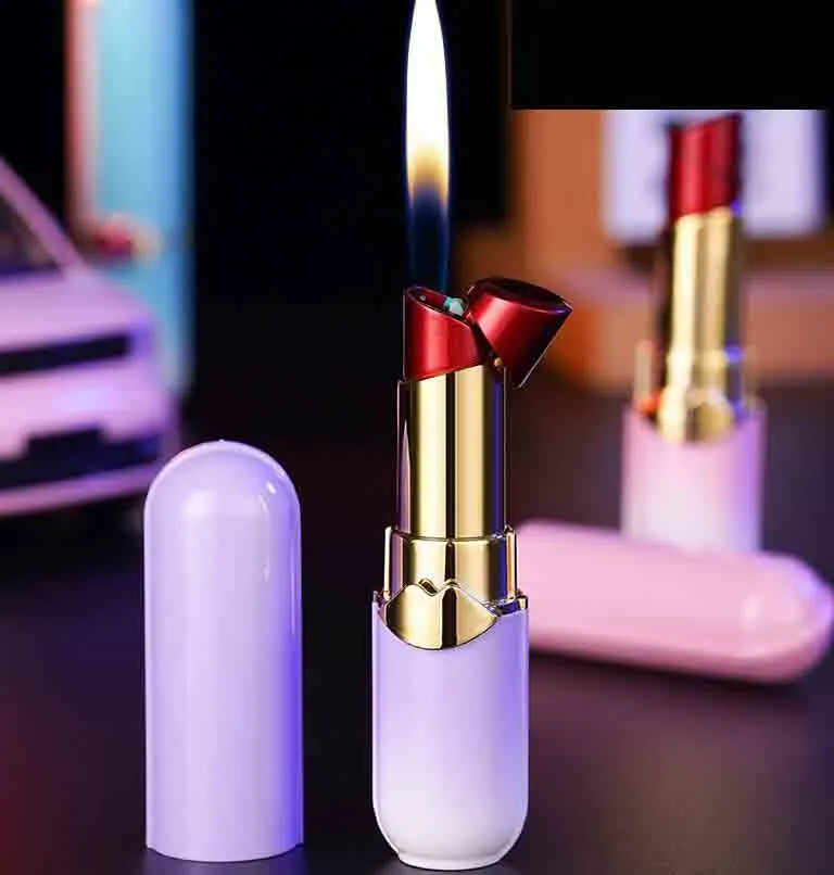 Latest Lipstick Shaped Refillable Lighter Butane Flame Cigarette ...