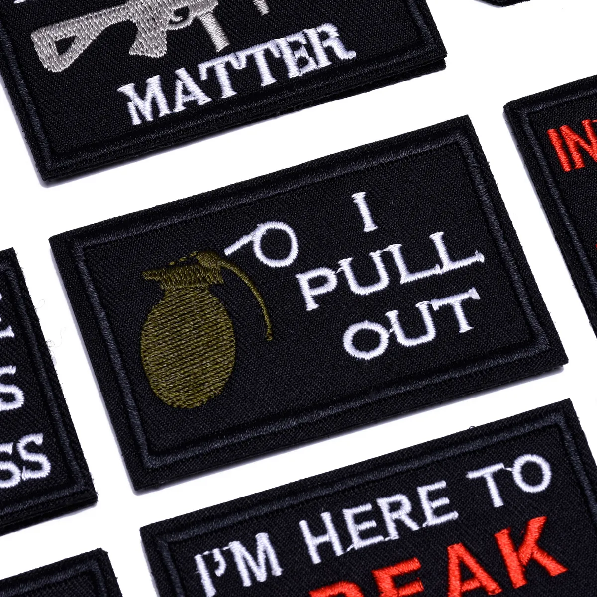 Hand Embroidered Patches, Black English Letter Patches, Tactical Hook ...