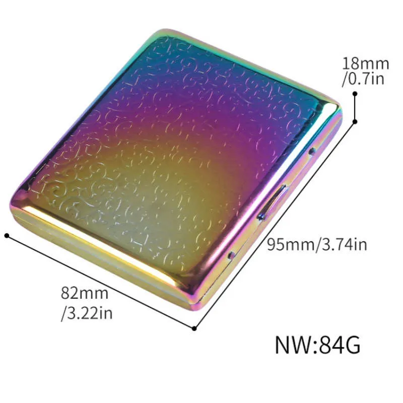 Portable Gradient Rainbow Cigarette Box Plating Embossing Metal Smoking ...