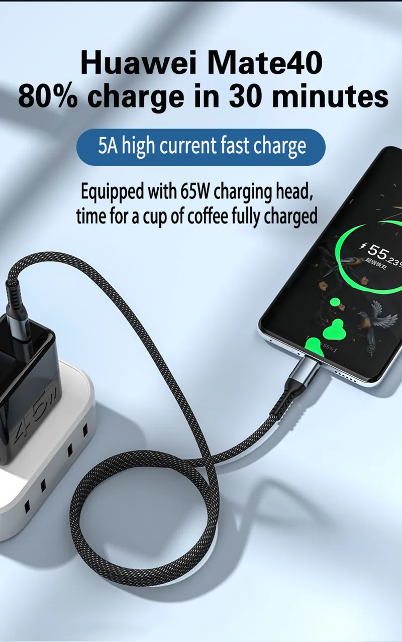 High Speed Charging Cable, 100W 5A Fast Charger Cable, USB C To C, 1M ...