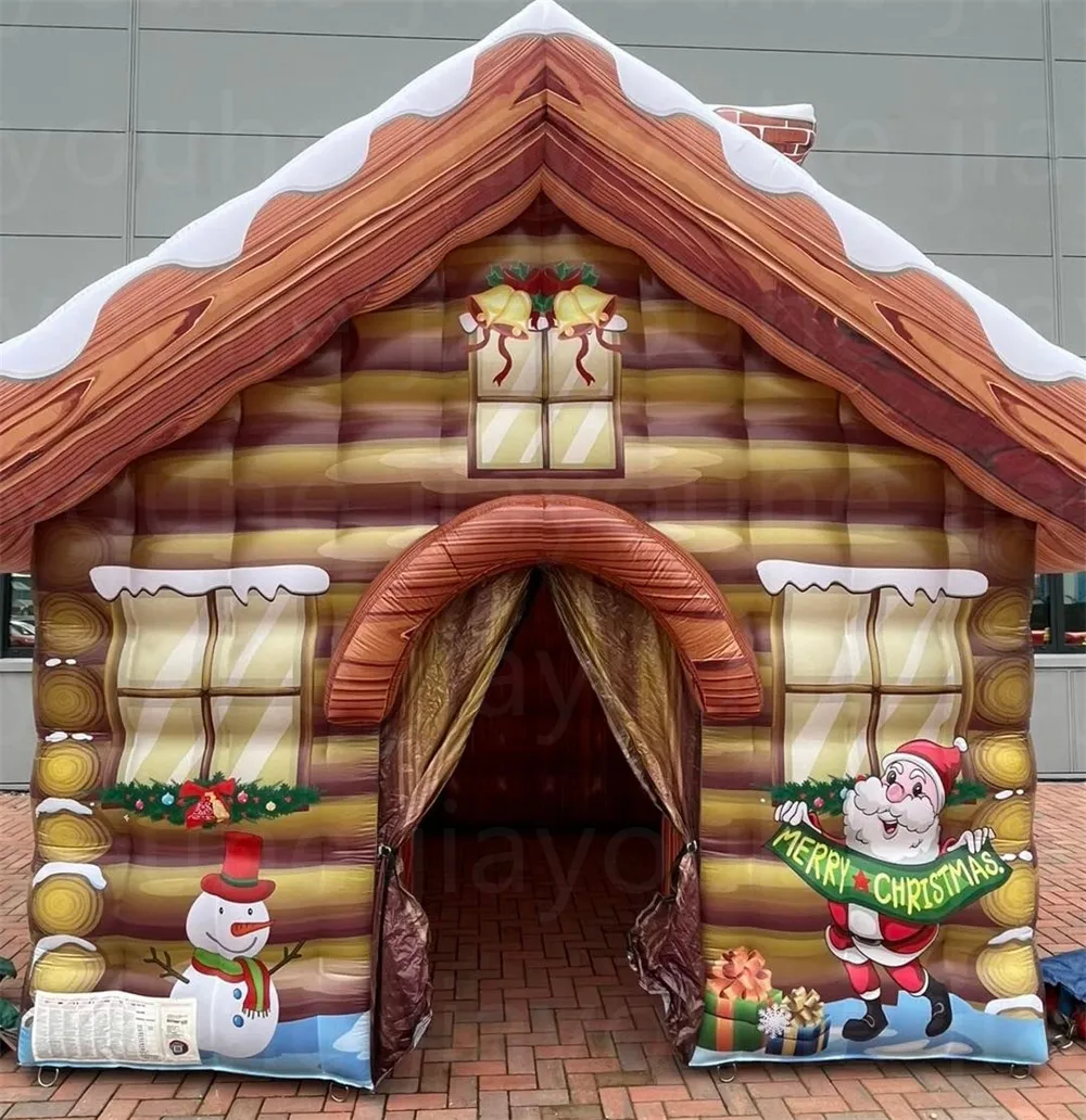 Santas Grotto Inflatable Christmas House With Hay Blower Festive Party