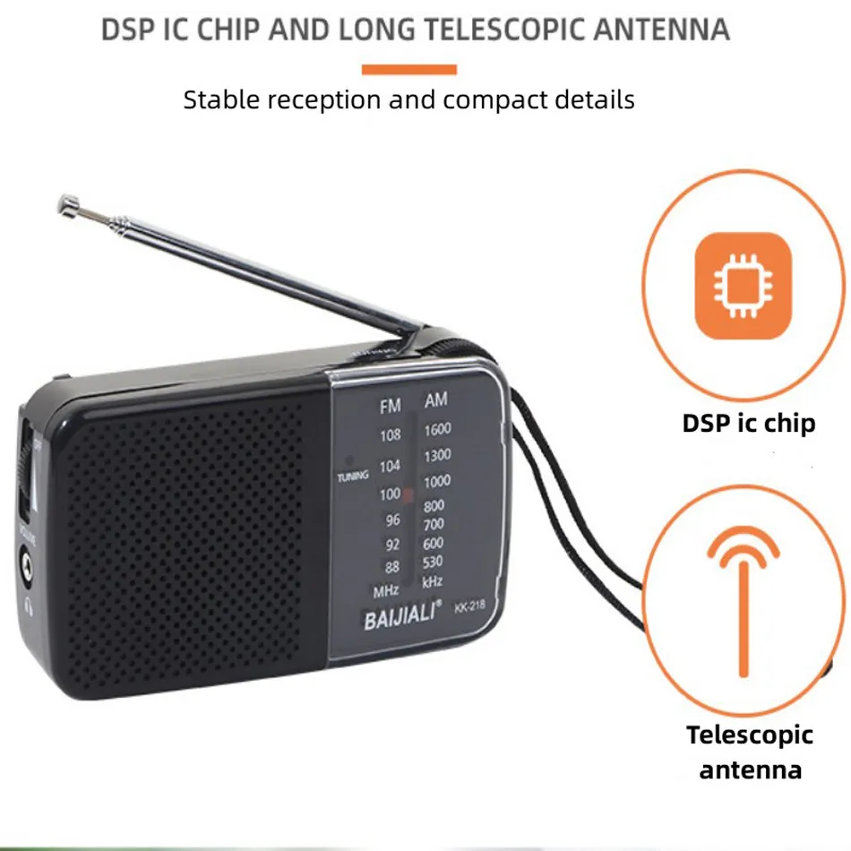 AM FM Radio Portable Handheld Weather Radio Mini Battery Powered Full ...