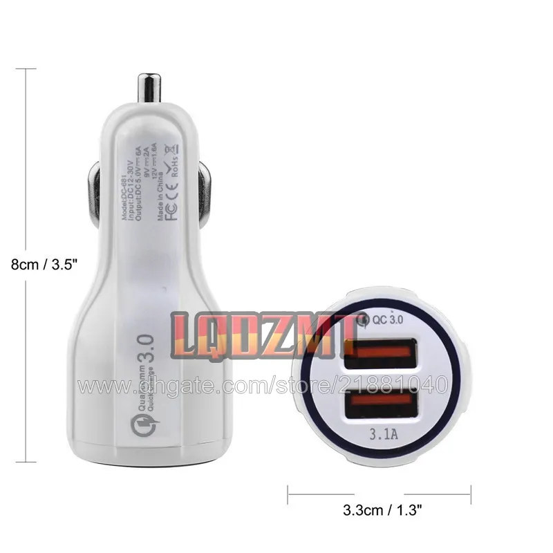 39W Dual USB Car Charger - QC3.0 Fast Charging Adapter for Phones ...
