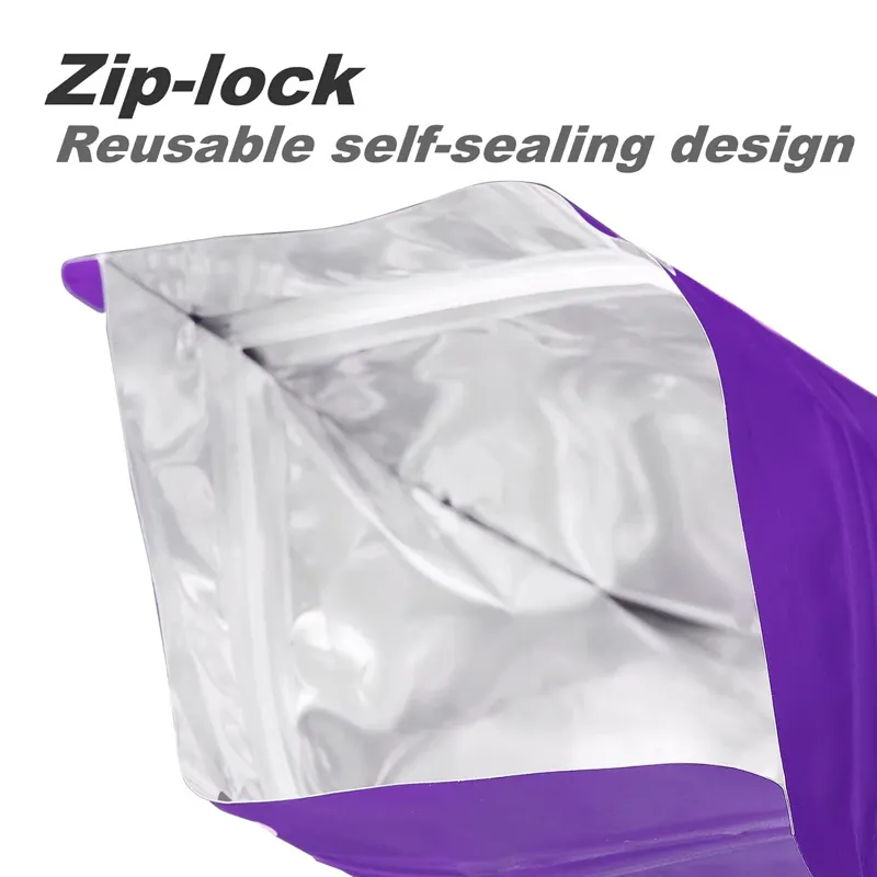 Bolsas De Autosellado De Papel De Aluminio Mate De Pie Púrpura Con ...