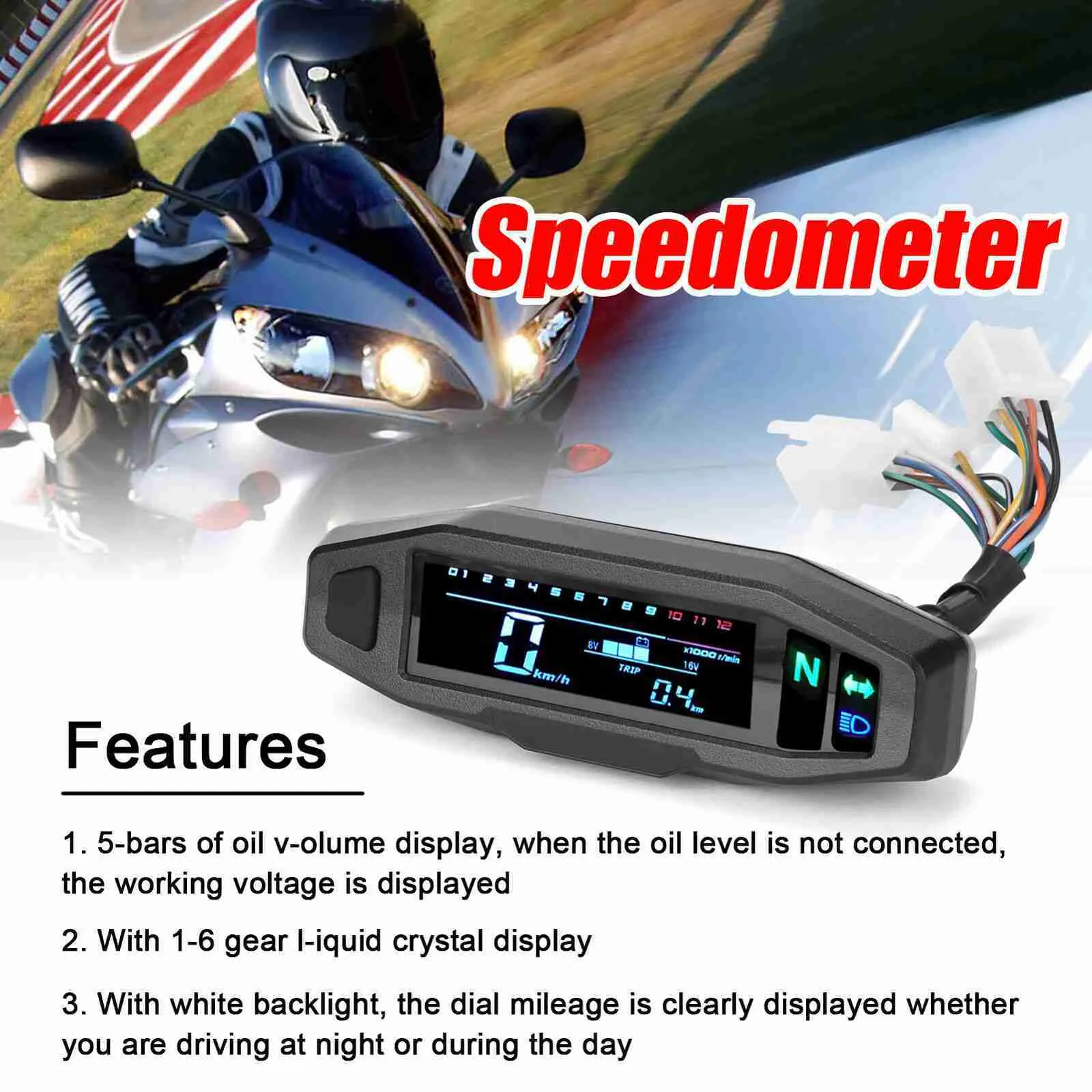 Motorcycle Speed Meter: Digital Odometer Tachometer RPM Meter For ...