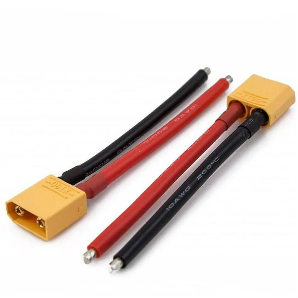 Cable Conector Macho Hembra Amass XT90 XT90 S Pigtail Con Cable De Silicona Estañado De 10AWG Y ...