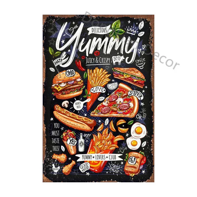 Funny Metal Signs Retro Kitchen Decor, Vintage Style Food Metal Poster ...