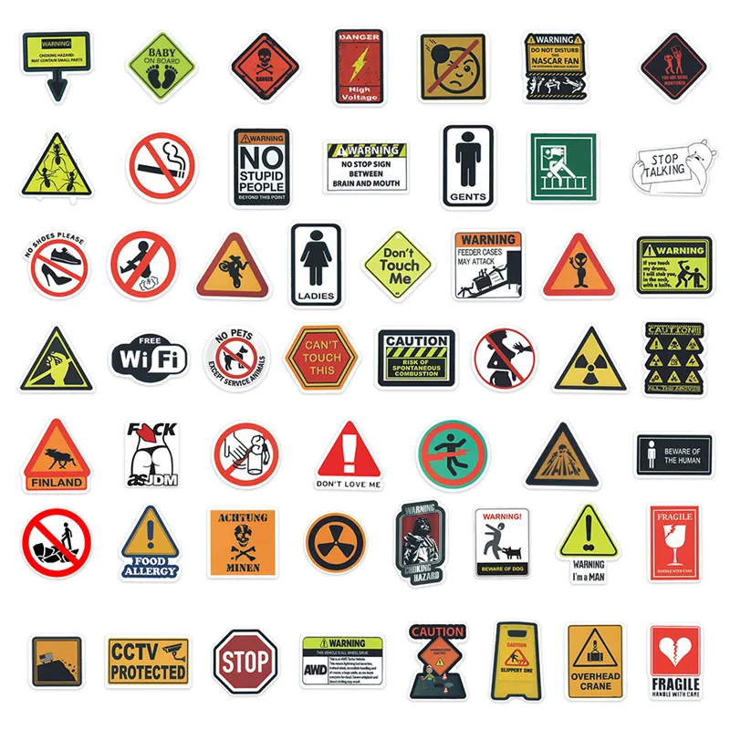 Warning Sign Stickers, Waterproof Vinyl Decals For Laptop, Water Bottle ...