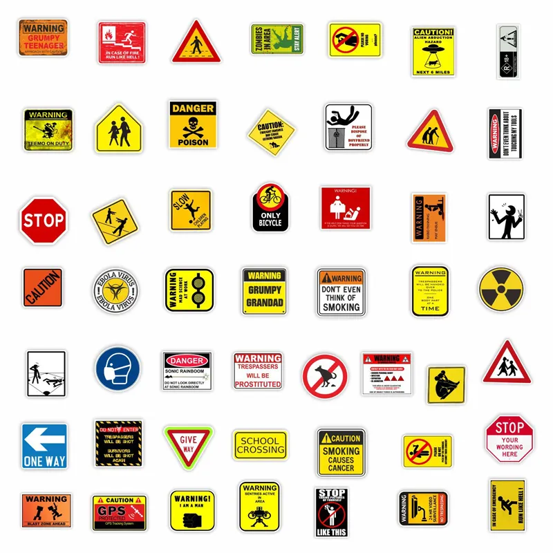 Warning Sign Stickers, Waterproof Vinyl Decals For Laptop, Water Bottle ...