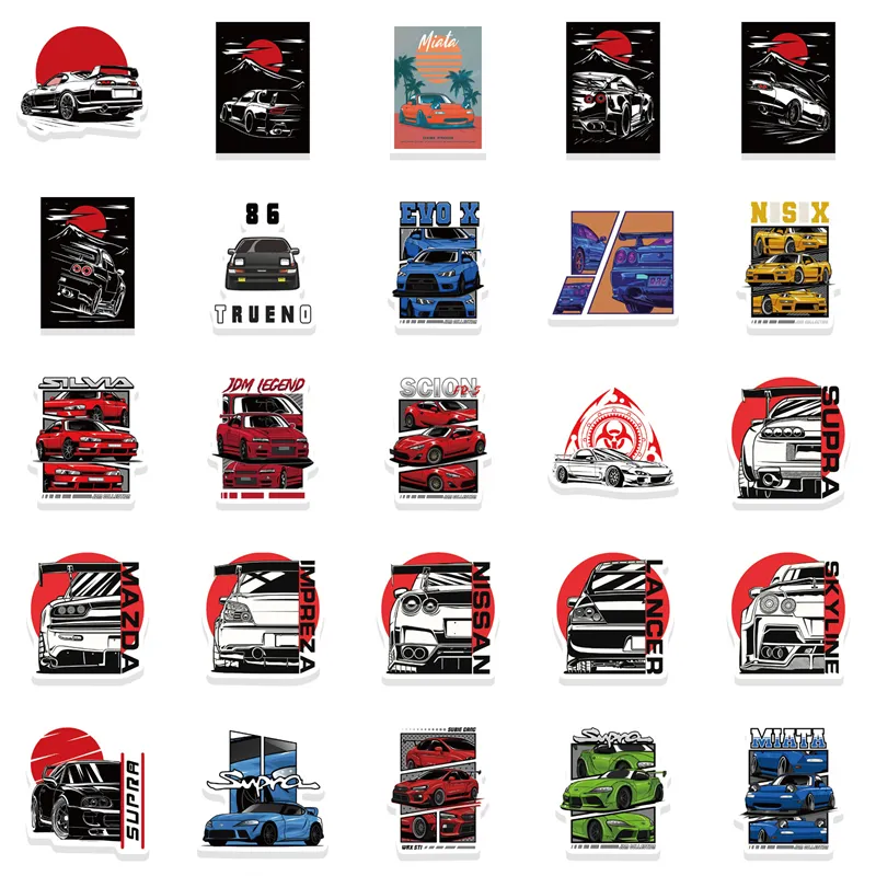 JDM Sport Car Racing Stickers Graffiti Stickers For DIY Luggage Laptop ...