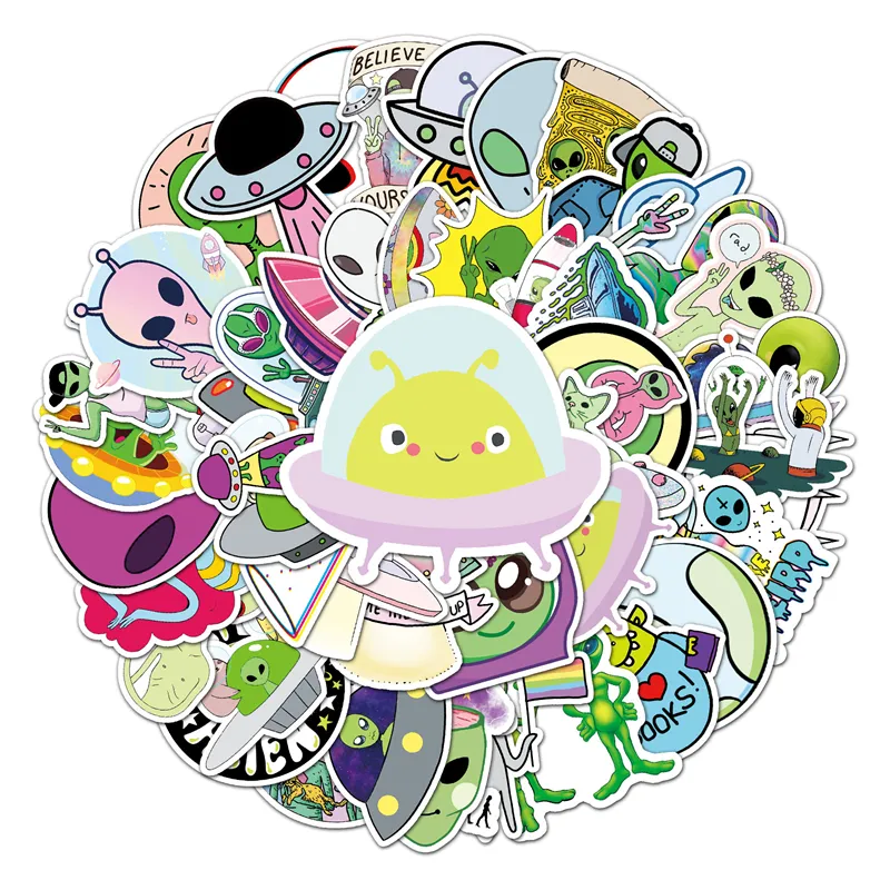 DHgate.com:50 Pcs Alien Stickers | UFO Waterproof Vinyl Stickers for ...